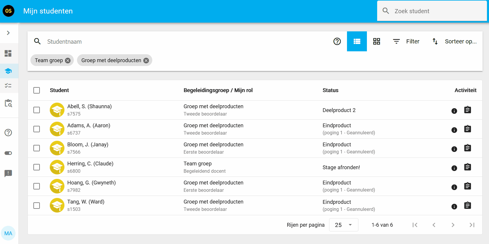 My students dashboard – OnStage Knowledge base