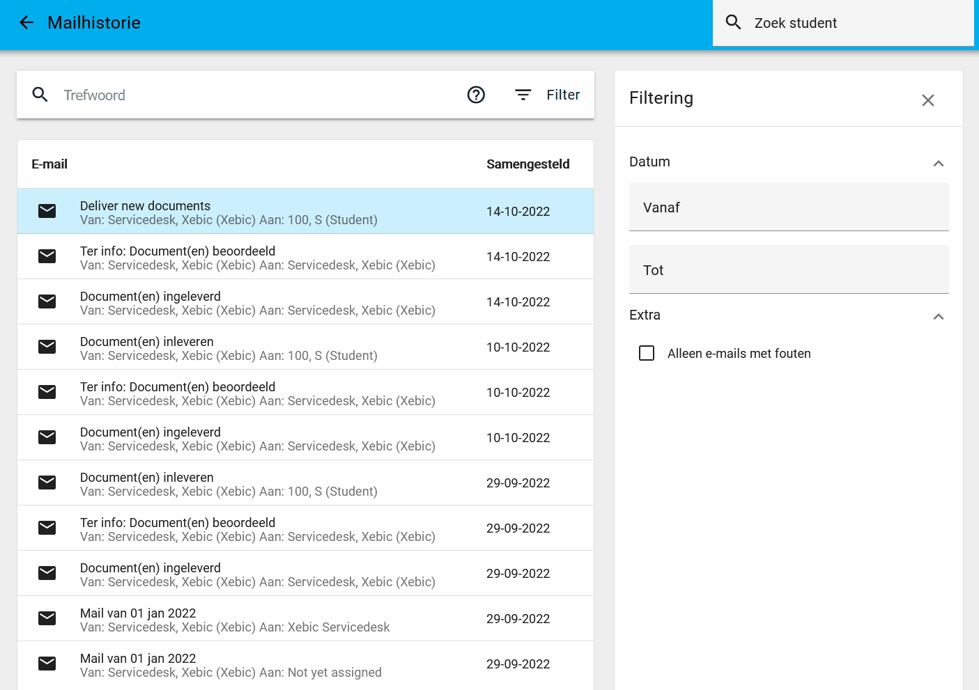 Mail history – OnStage Knowledge base