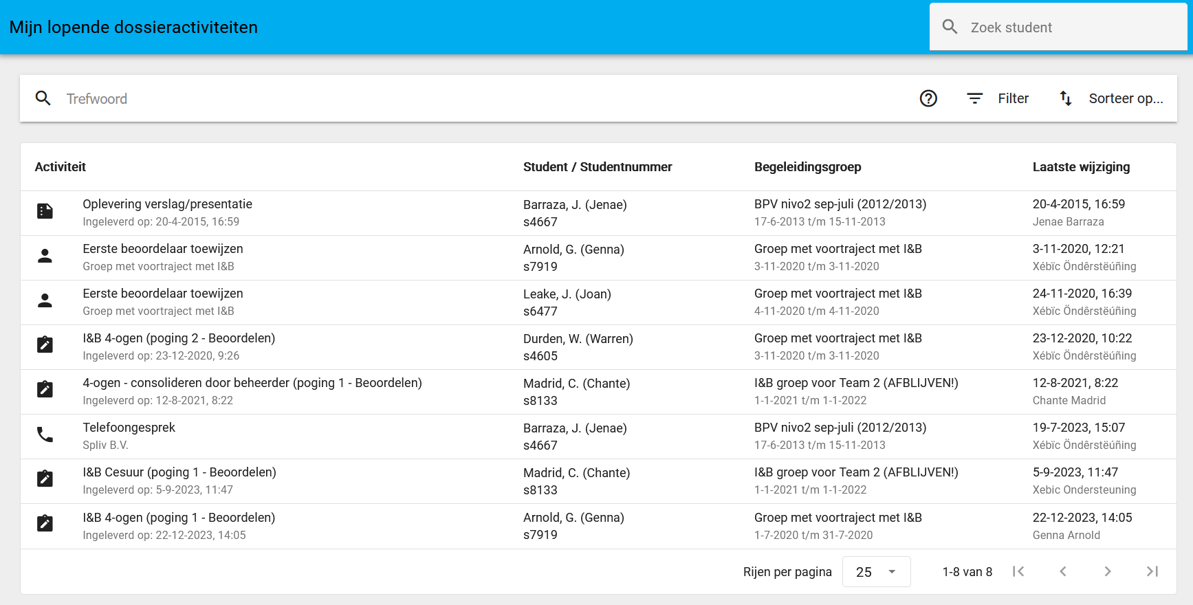 My dossier tasks – OnStage Knowledge base