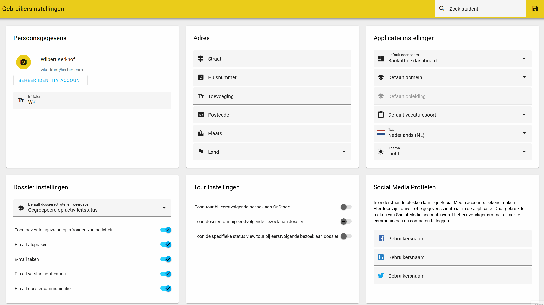 User settings – OnStage Knowledge base