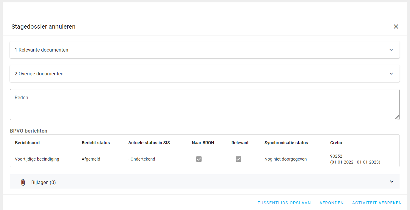 Activity - Cancel dossier – OnStage Knowledge base