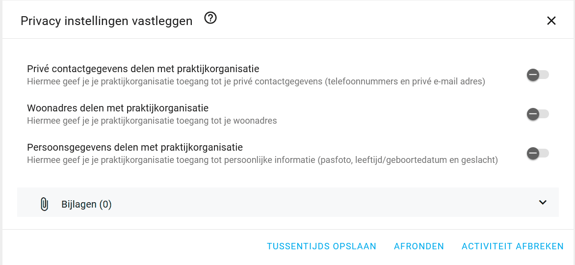 Activiteit - Privacy instellingen vastleggen – OnStage Kennisbank