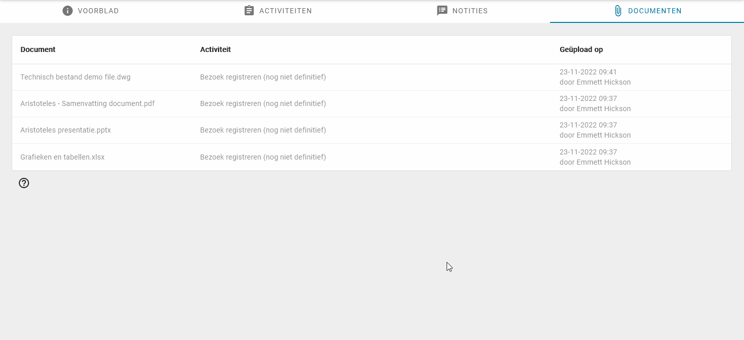 Dossier - Documents tab – OnStage Knowledge base