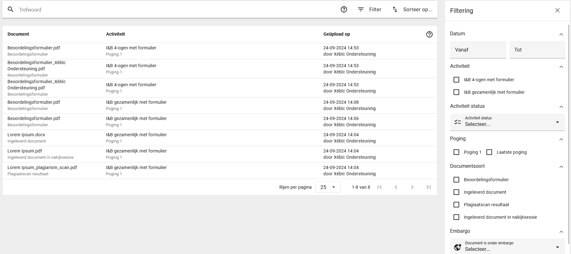 Dossier - Documenten tab – OnStage Kennisbank